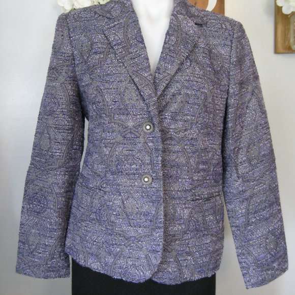 Koret | Jackets & Coats | Koret Jeweled Button Metallic Tweed Jacket ...